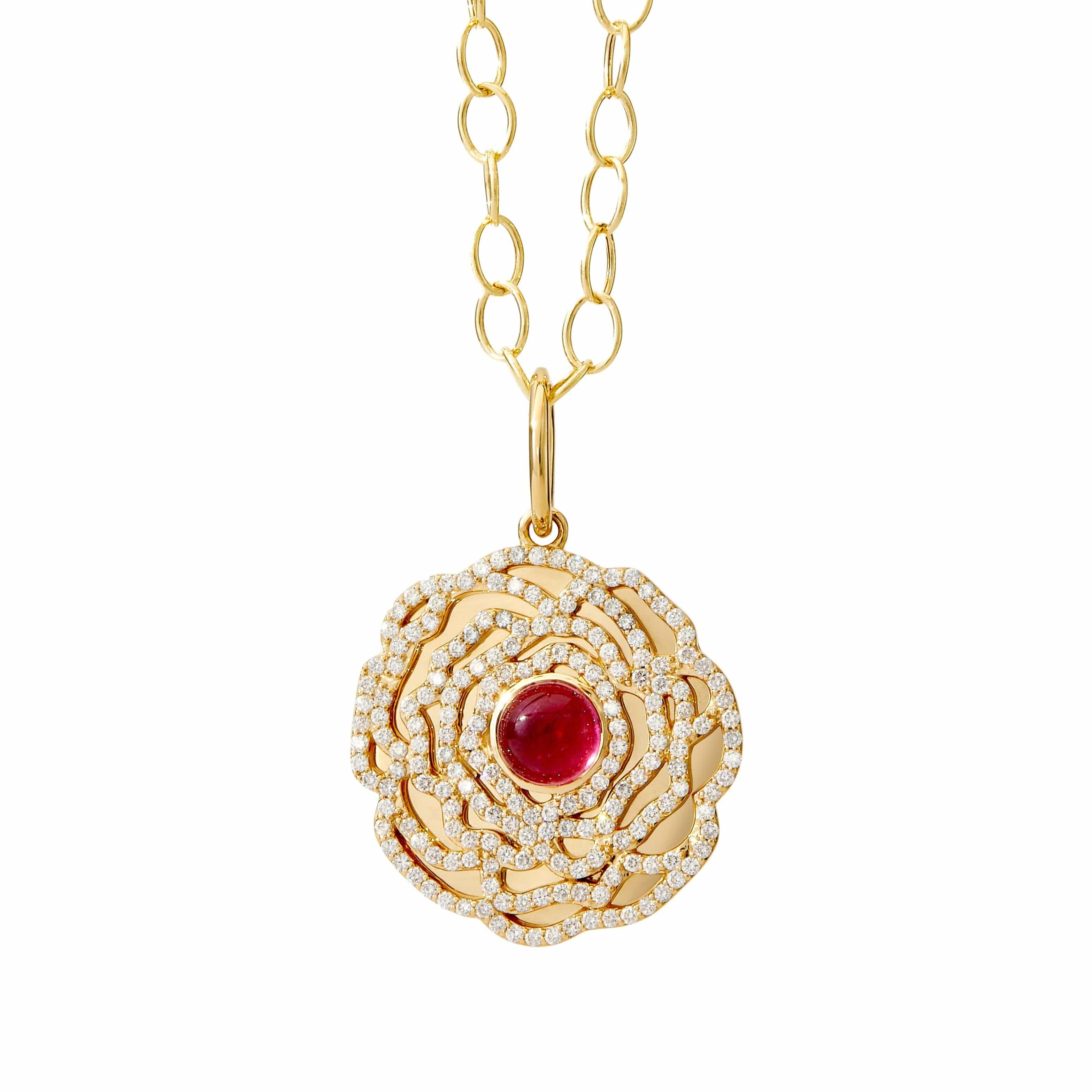 18K Yellow Gold - Jardin Rose Pink Tourmaline Pendant | Syna – SYNAJEWELS